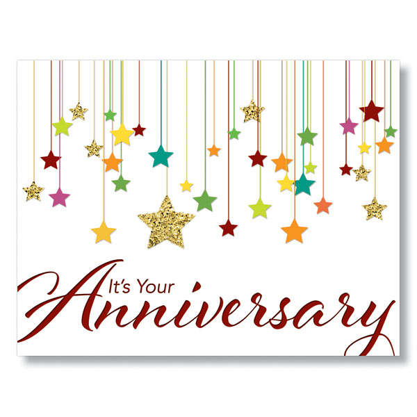 Try Our Newest Colorful Stars Employee Anniversary Cards From HRDirect